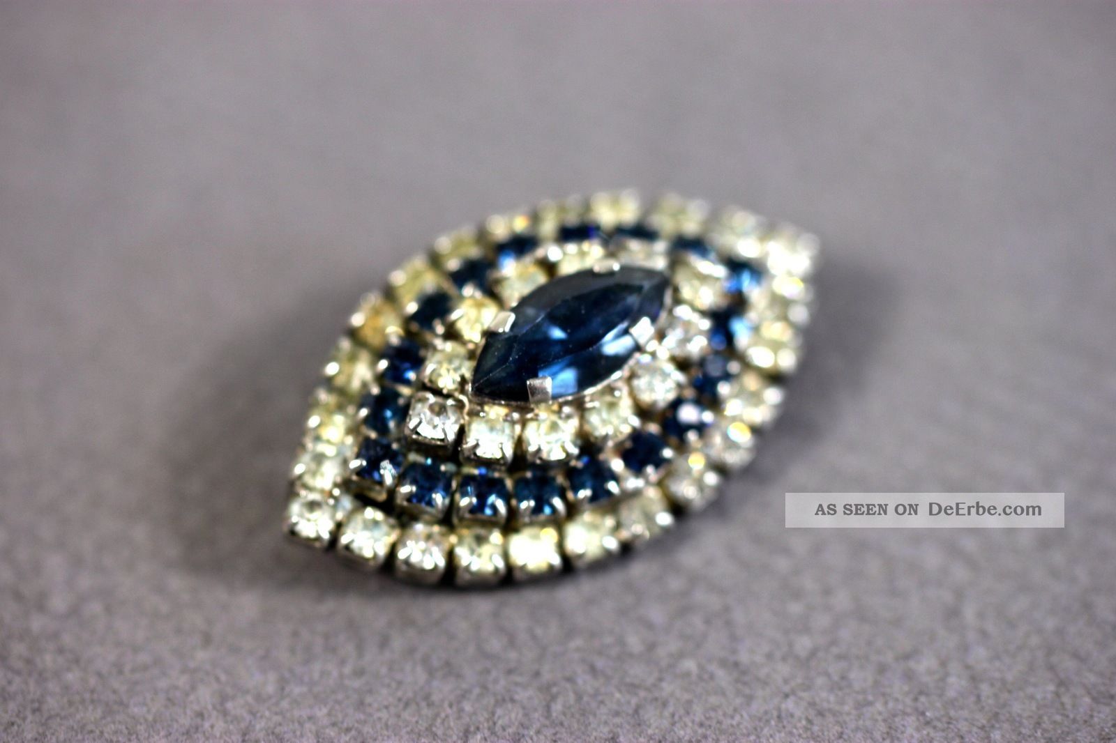 Vintage Antik Art Deco Brosche Strass Dunkelblau Weiss Europa 20 - 30 ...