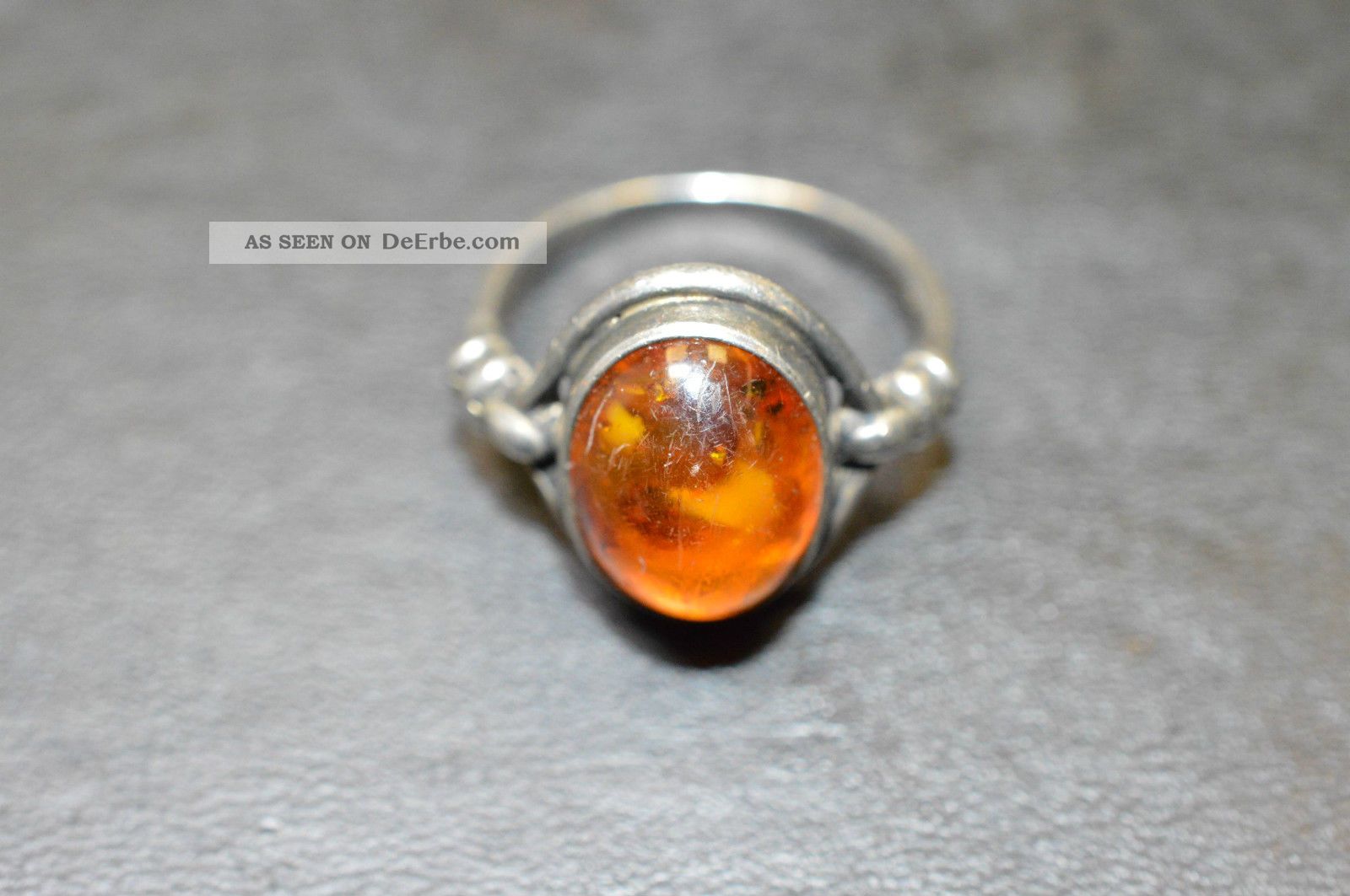 Alter Antik Ring Mit Bernstein 835 Silber Ringgröße 53 Cabochon