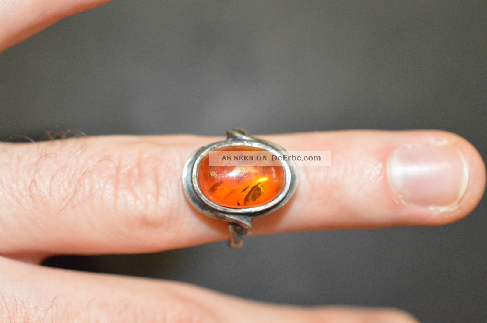 Alter Antik Ring Mit Bernstein 925 Silber Ringgröße 56, 5 Cabochon ...