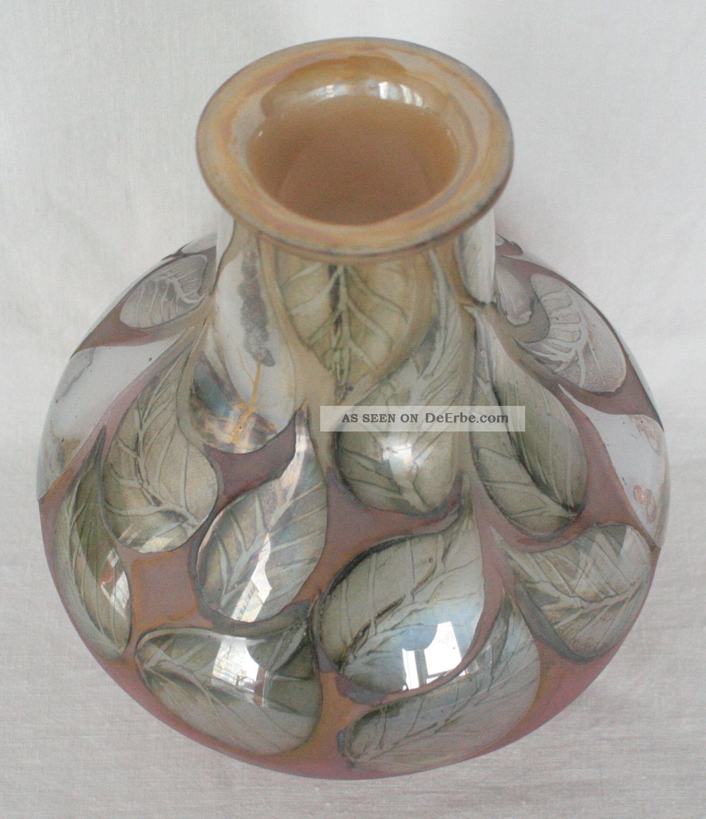 Glas Vase, Blumenvase, Eisch Matt Mit Irisierendem Muster