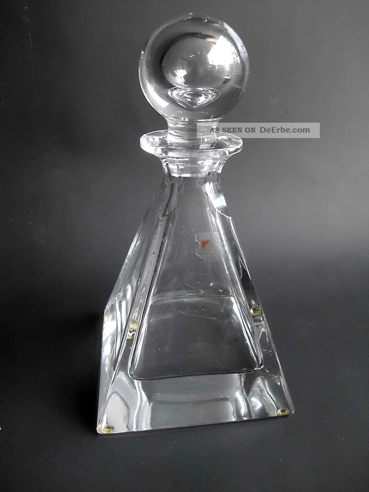 Kristall Karaffe - Pyramide - Schwer - Sign. Label - Nicht Lesbar - 2, 6 Kg