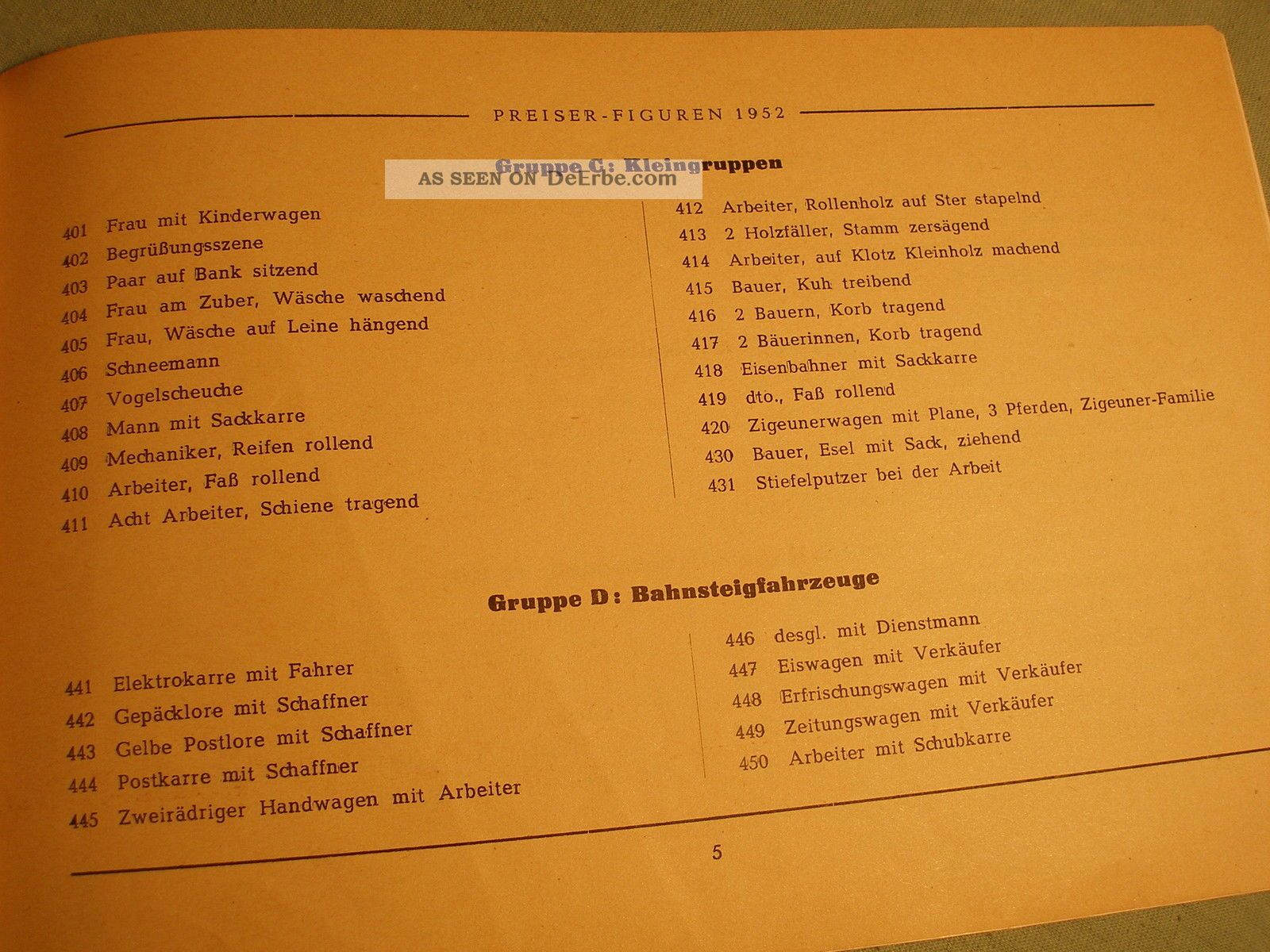 Preiser - Katalog Von 1952 Für Holzfiguren - Rarität