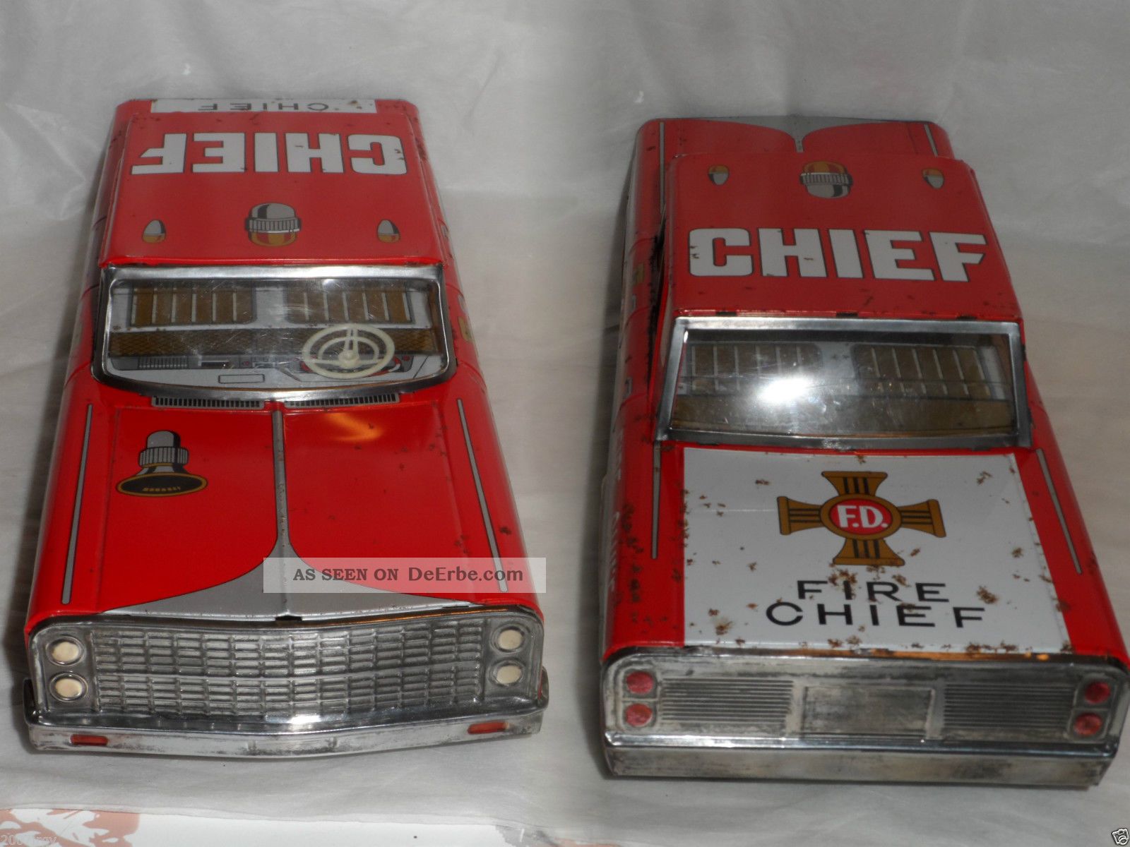 Altes Blech Ford Fire Chief Car Made In Japan Friction /sirene Top