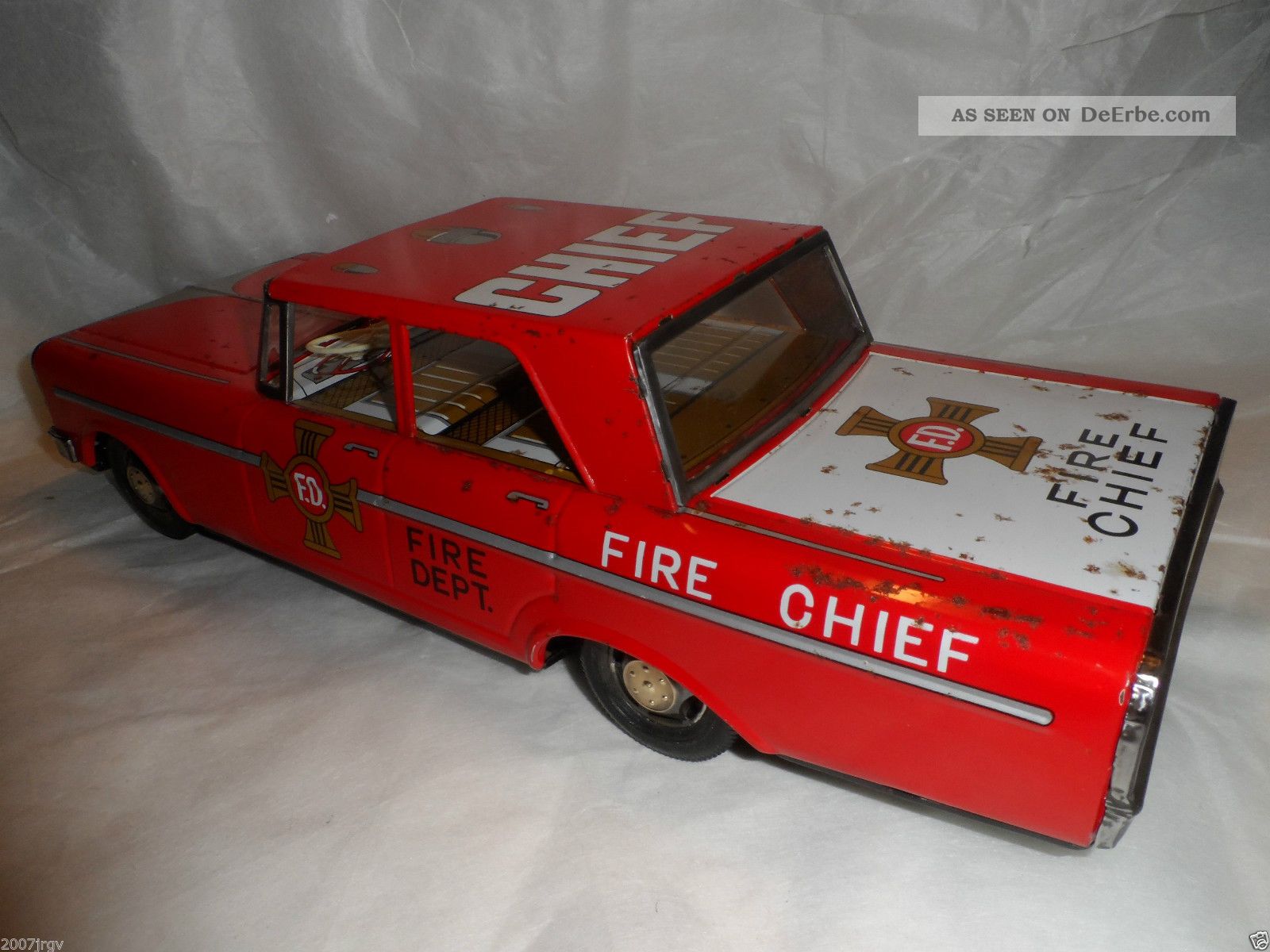 Altes Blech Ford Fire Chief Car Made In Japan Friction /sirene Top