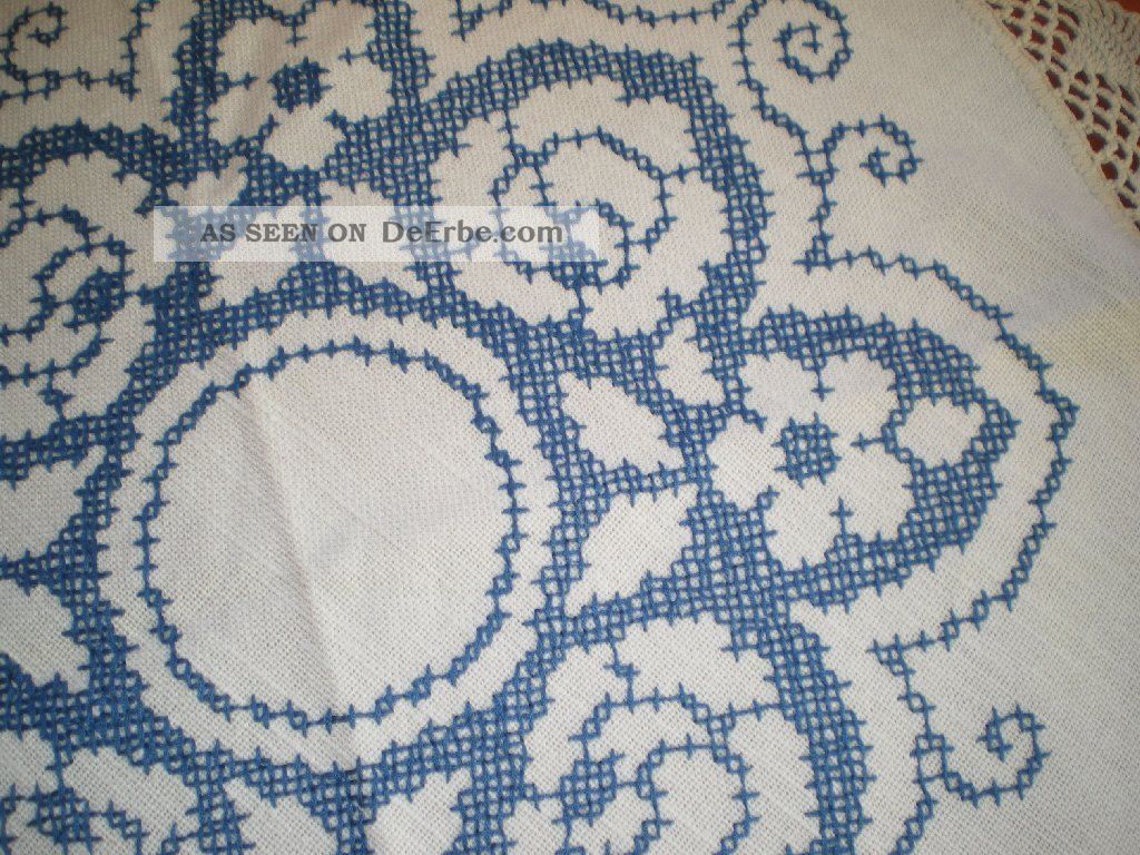 2 Tischdecken 70er Jahre Vintage Kreuzstich Handarbeit Leinen Viereck ...