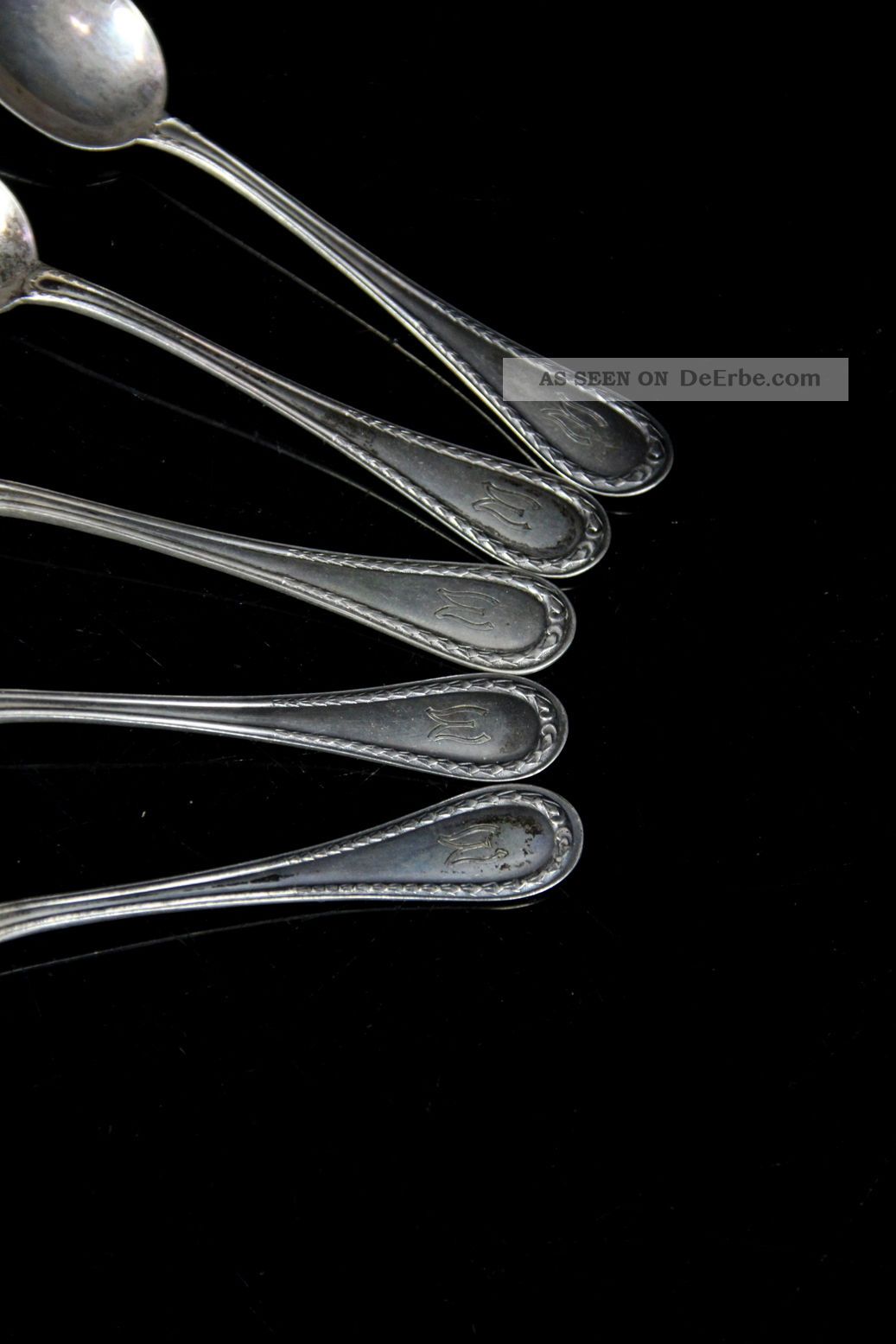 5 Antike Kaffeelöffel 800er Silber Moritz Stumpf & Sohn Monogramm M ...