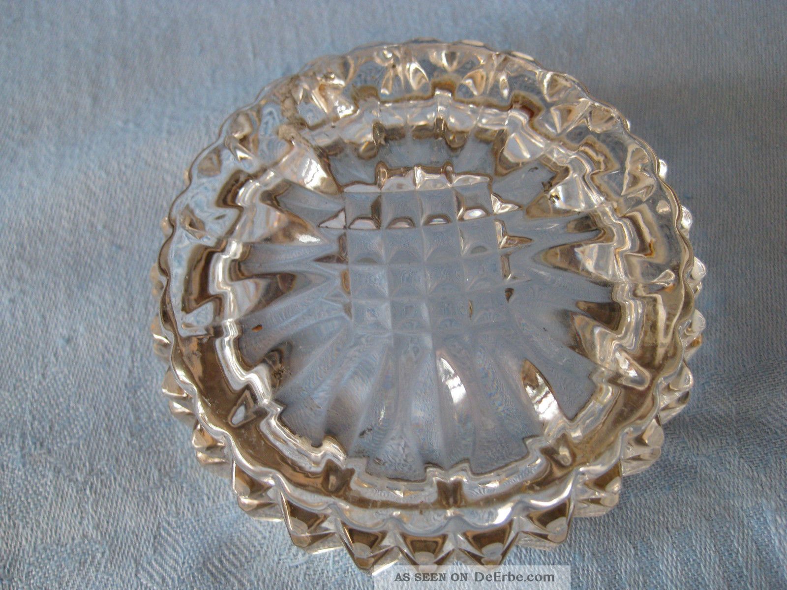 Emil Hermann Silber Kristall Aschenbecher Mit 925 Silber Montur