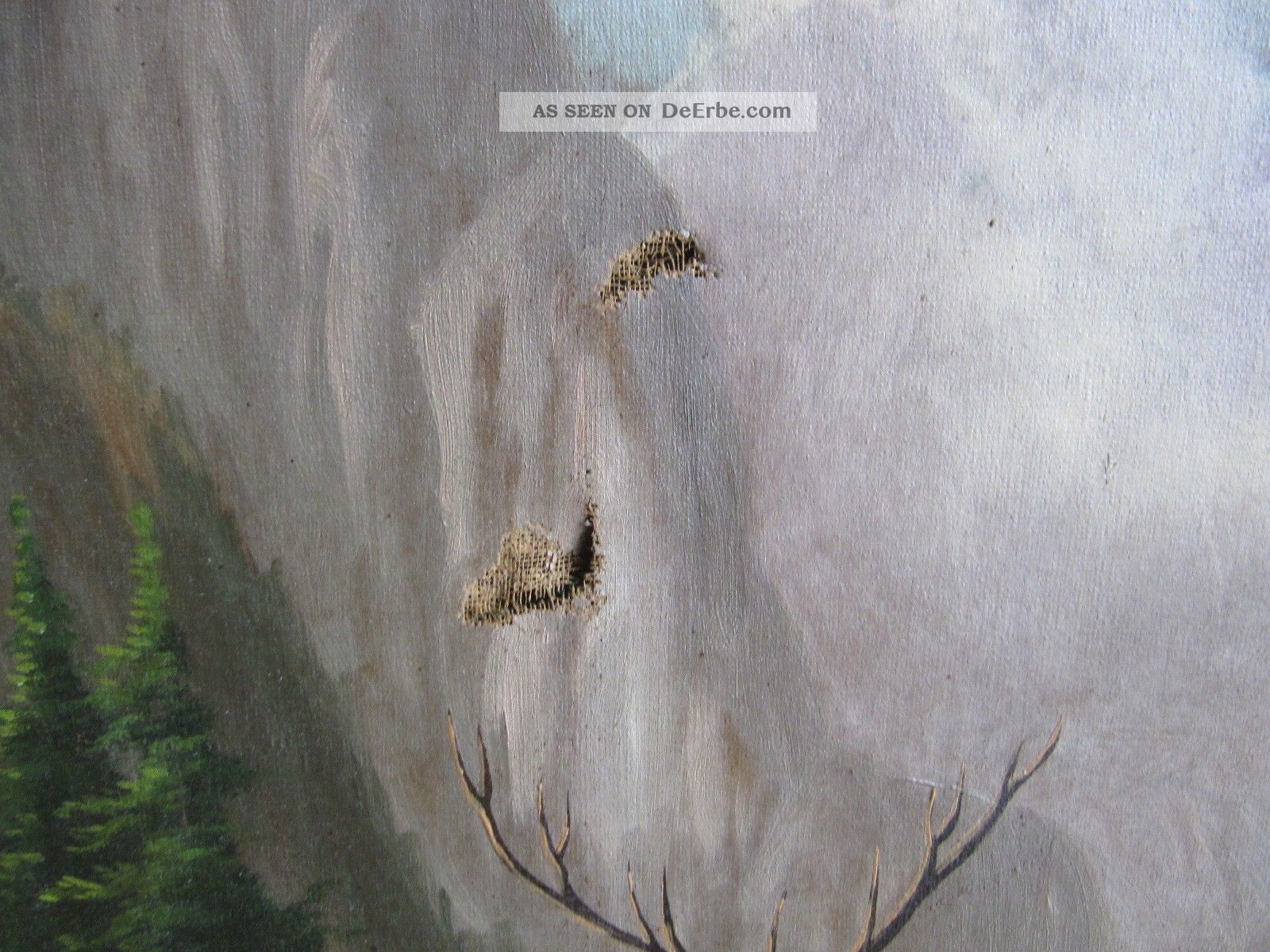 Black Forest Jagd Hunter Hirsch Öl Auf Leinen Bild Cervo Deer 19. Jhdt ...