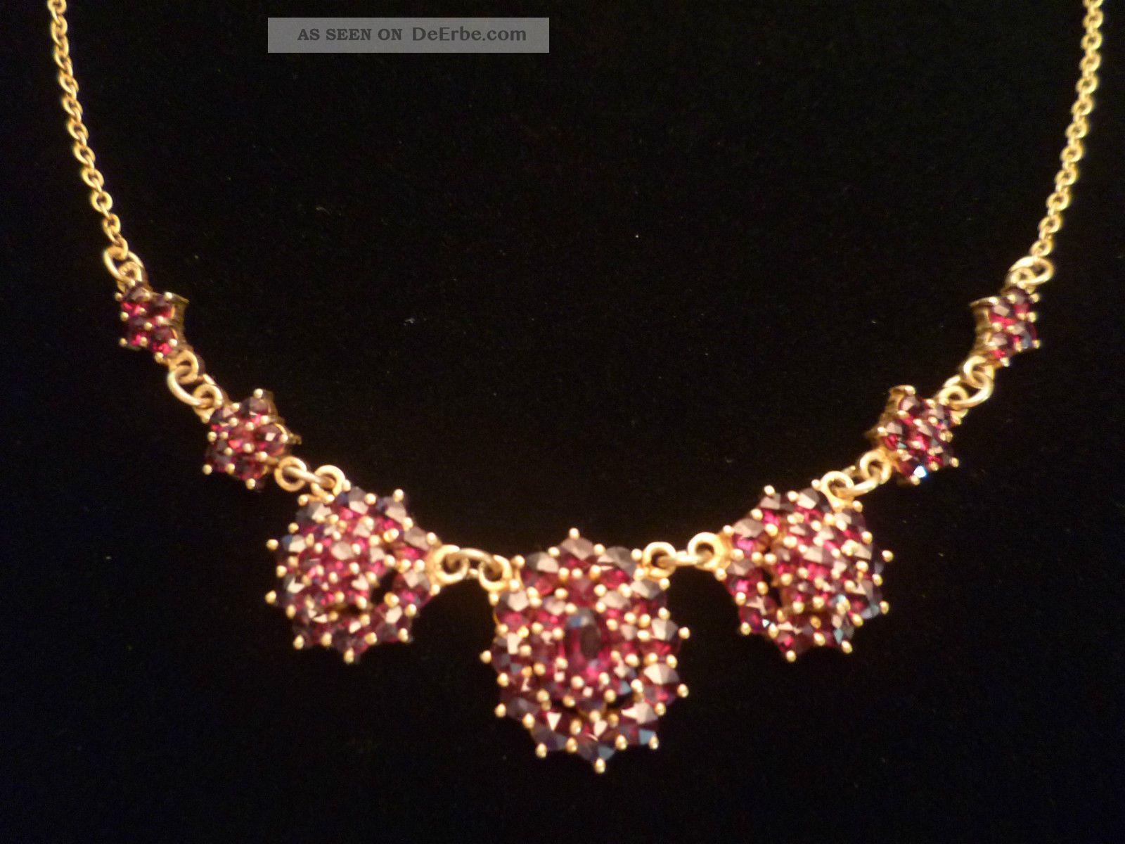 1tag Antikes Collier Mit Böhmischen Granatedelsteinen, 900er Gold? Silber?