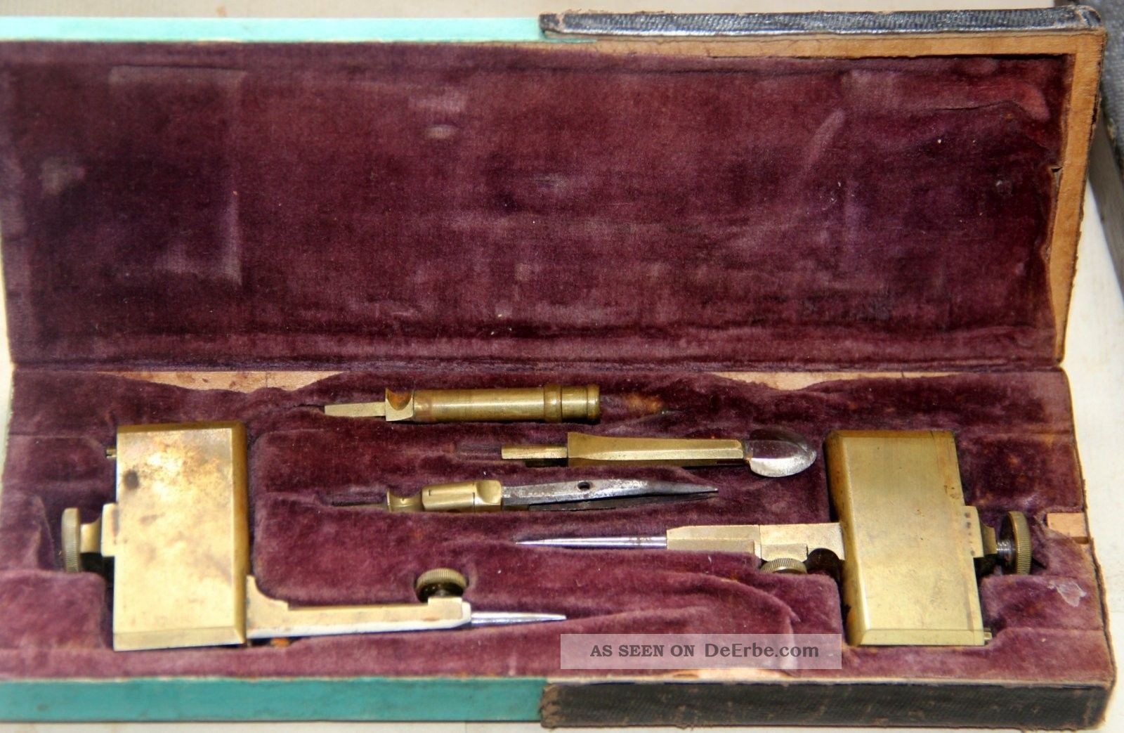 Ca. 1900: Geometrisches Instrument Aus Messing Im Etui