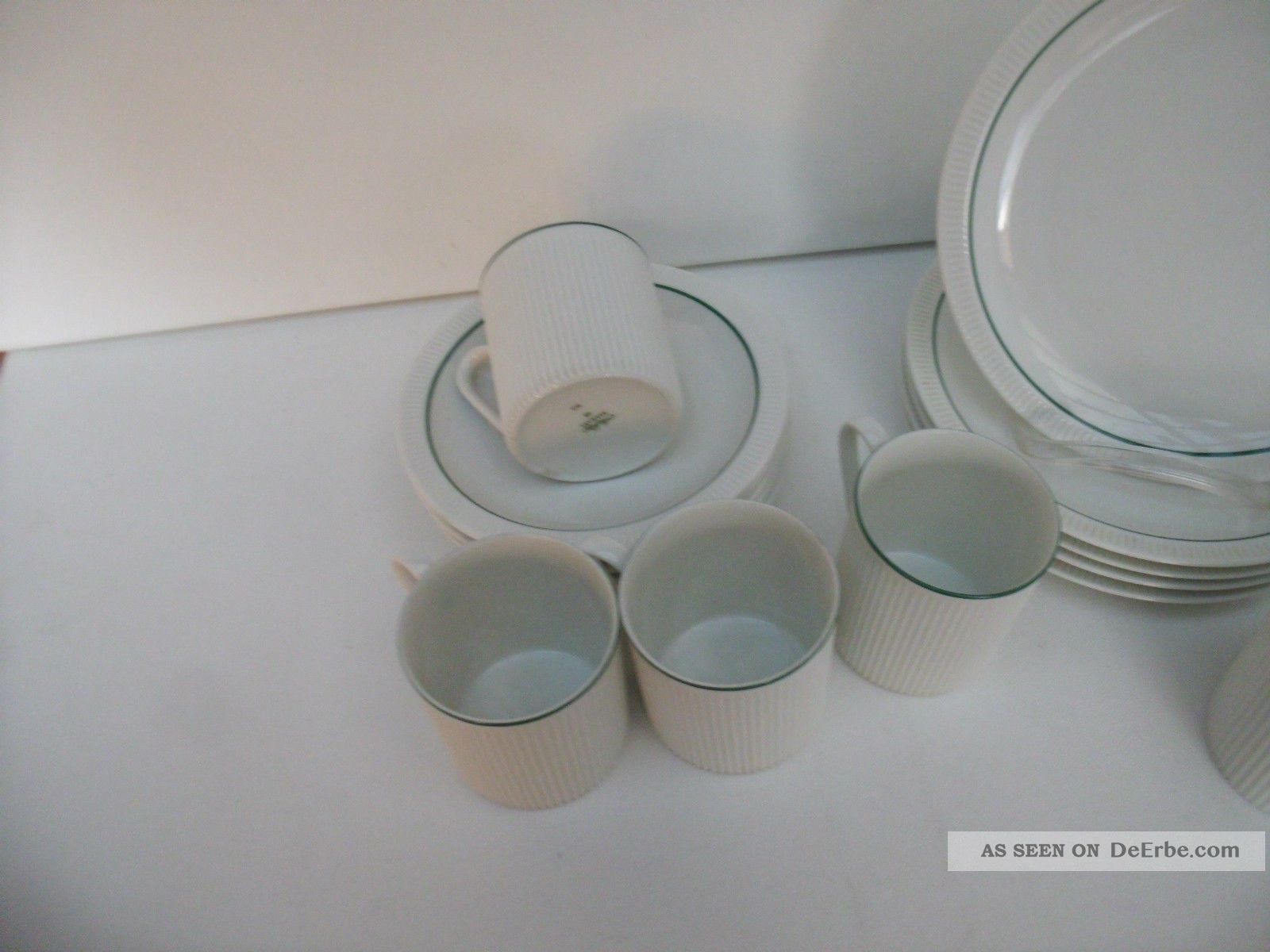 Arzberg Form 2075 Grüner Rand - 4kaffeegedecke Mit Zucker & Sahnetopf 16