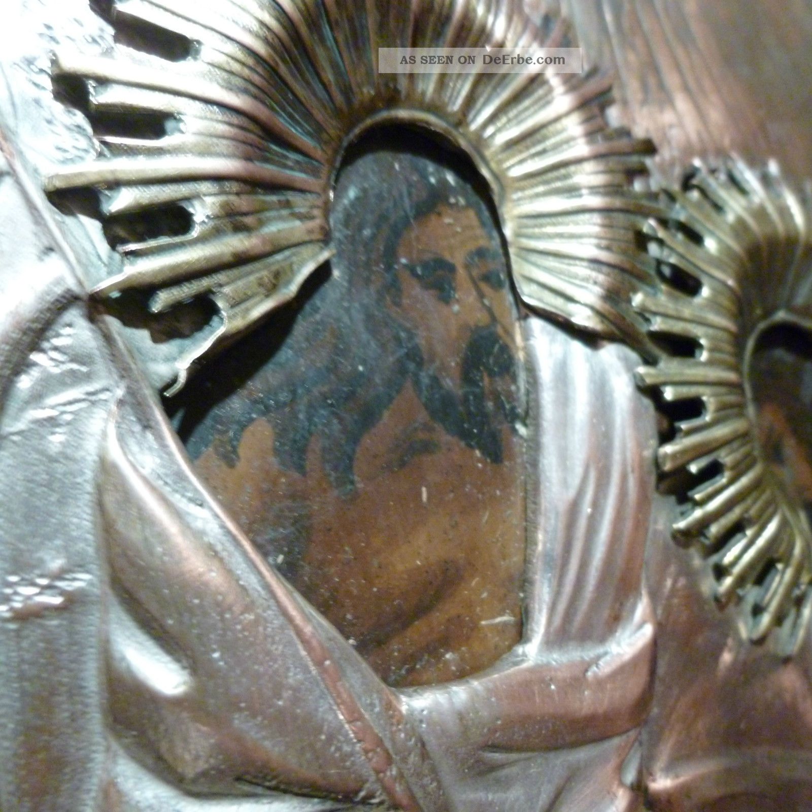 Alte Russische Ikone Mit Sehr Massivem Oklad