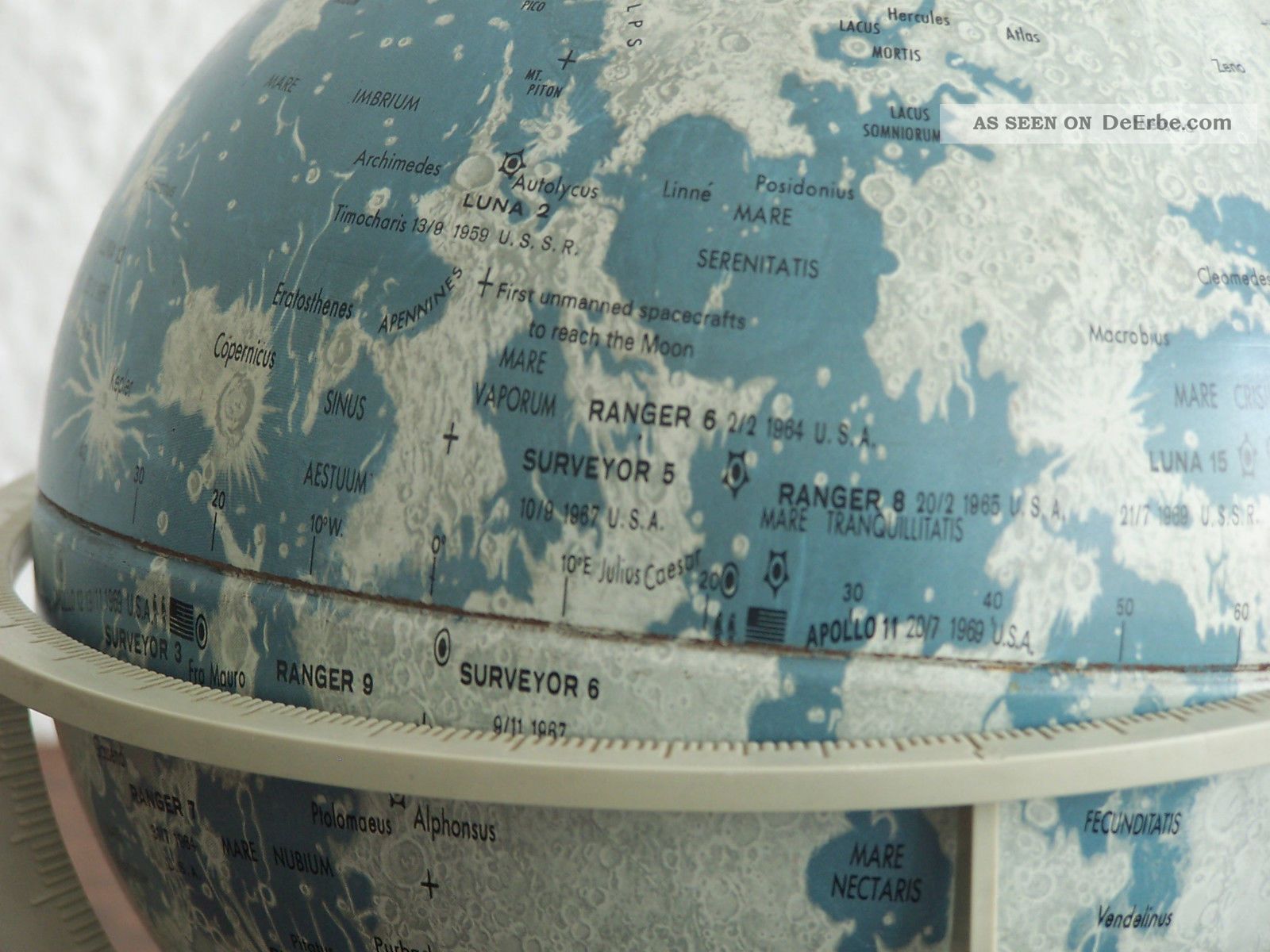 Globus Mond Moon Luna Scan Globe Denmark Mit Raketen Landepunkten