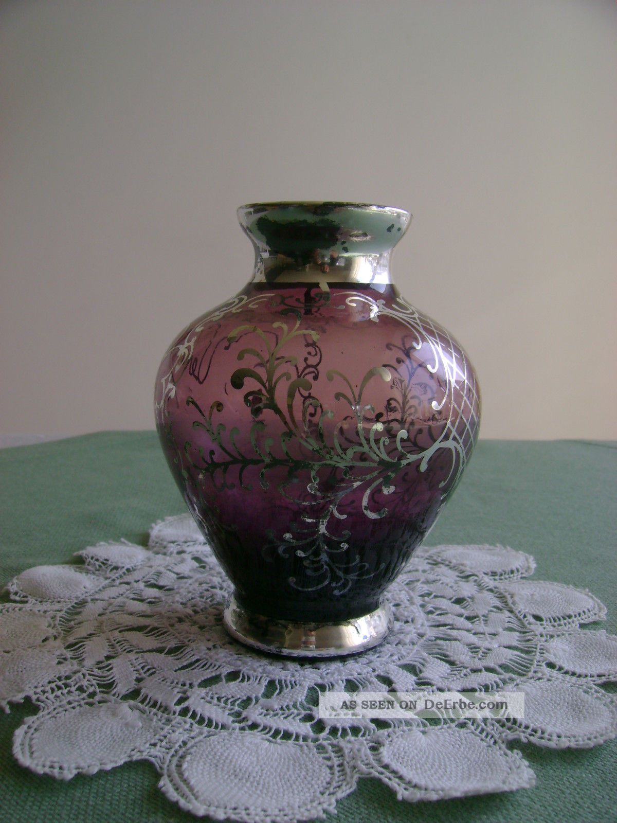 1 Kleine Vase Handgemalt. Mit Venedig Motiv Geringfügiger Silberanteil