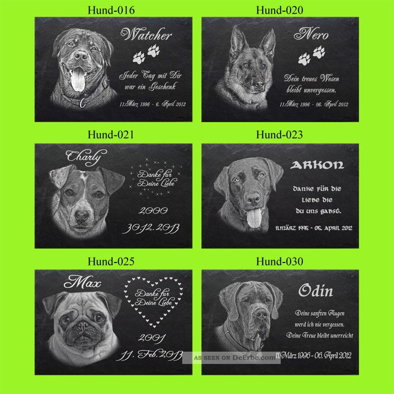 Grabstein Tiergrabstein Hundegrab Gedenkstein Hund - 019 Fotogravur 20 ...