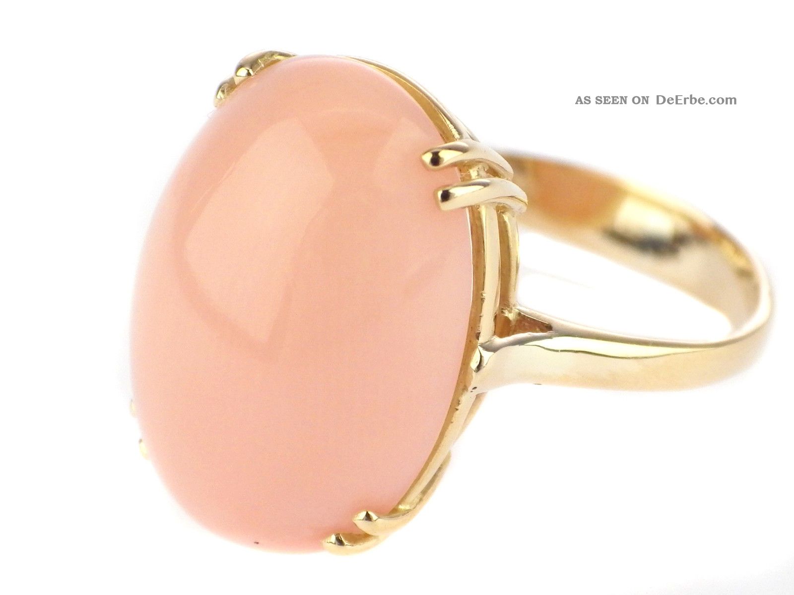 Jugendstil 14 K 585 Gelb Gold Engelshaut Koralle Pelle D`angelo Damen Ring