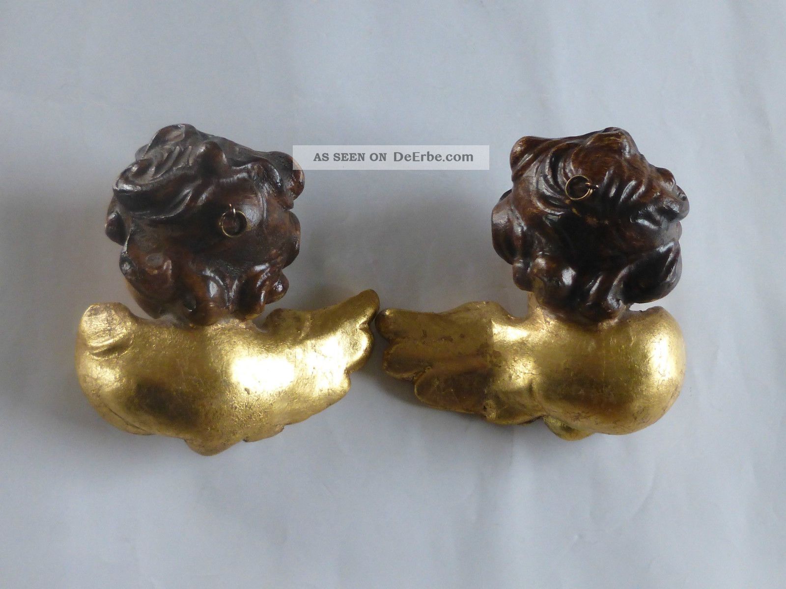 2 Putto (paar) Wandengel Holz Geschnitzt Farbig Gefasst, Putte Putti ...