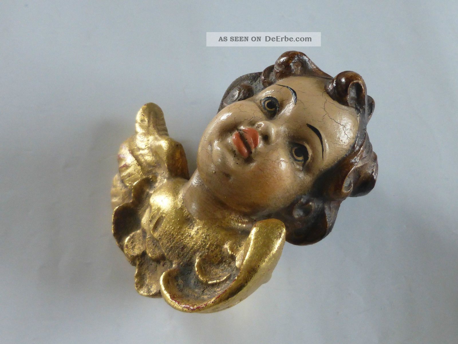 2 Putto (paar) Wandengel Holz Geschnitzt Farbig Gefasst, Putte Putti ...