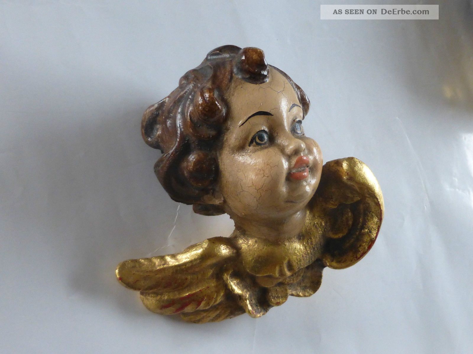 2 Putto (paar) Wandengel Holz Geschnitzt Farbig Gefasst, Putte Putti ...