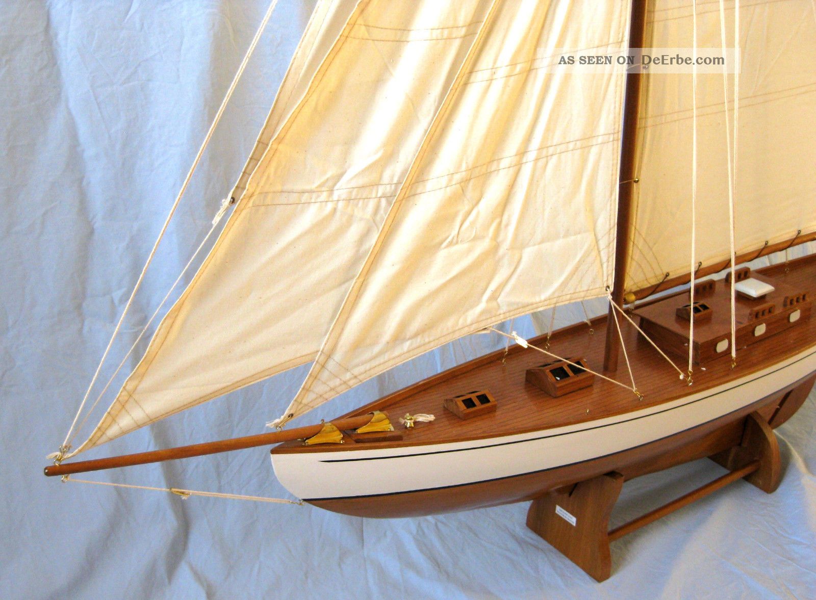 Großes Edles Schiffsmodell Segelyacht 125cm Holz Mit Gesteppten ...