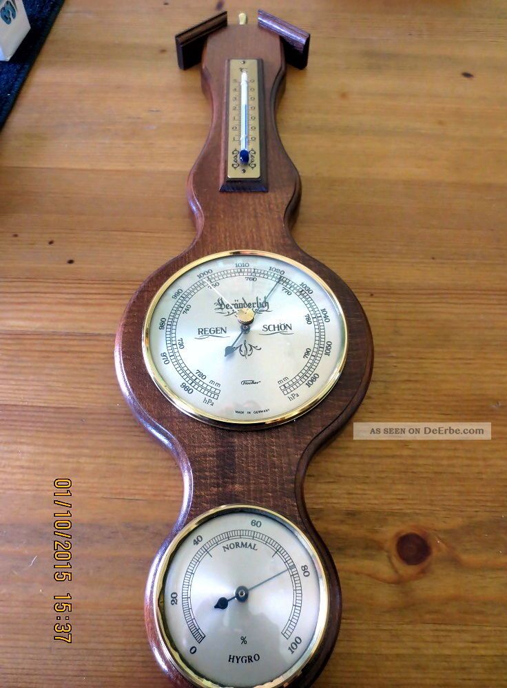 Barometer Holz Ca. 25 Jahre Fischer Barometer