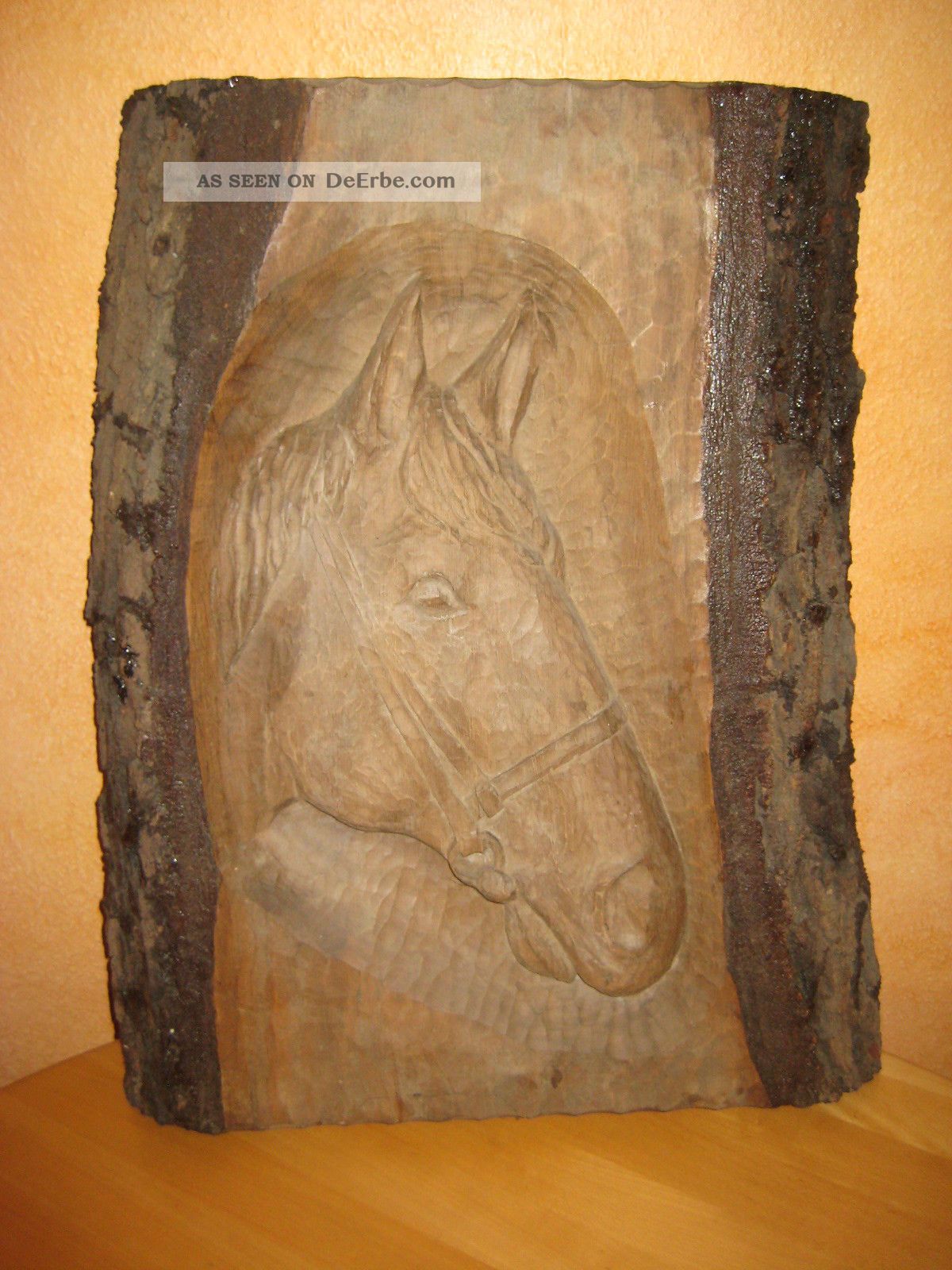Pferdekopf Holz Schnitzerei Wandbild Relief Kunst