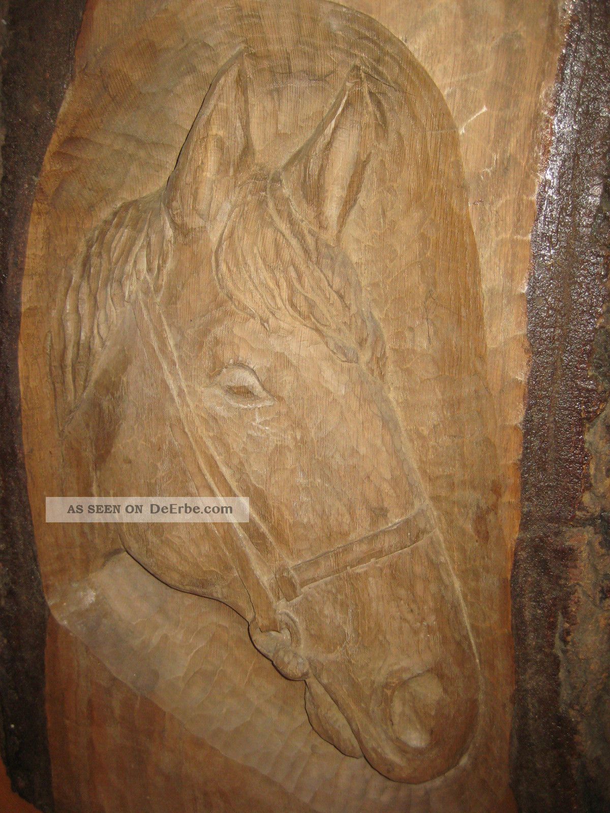 Pferdekopf Holz Schnitzerei Wandbild Relief Kunst