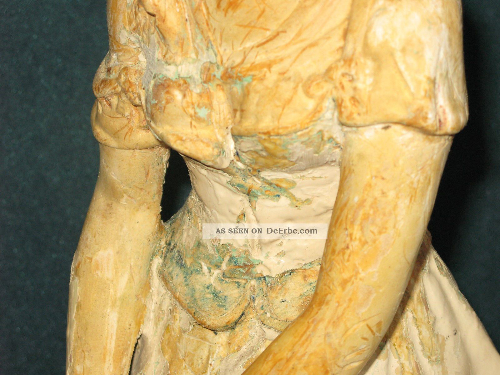 Große Gips Figur, Blumenmädchen, 52 Cm, Shabby Look