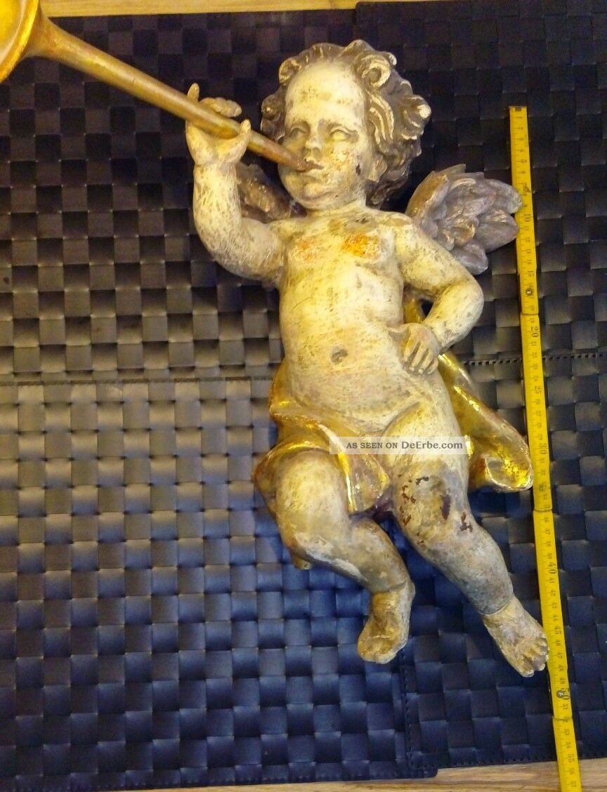 Großer Holz Engel Putte 49 Cm Sehr Alt Antik Barock Jugendstil Antiker