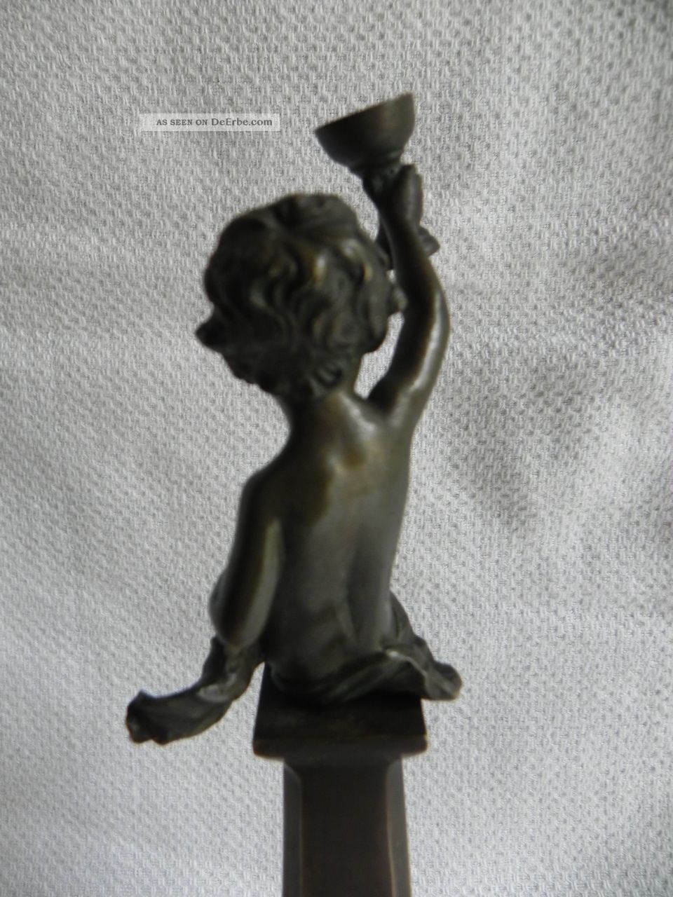Bronze, Trinkender Putto, Putti, Gründerzeit Auf Säule Um 1900