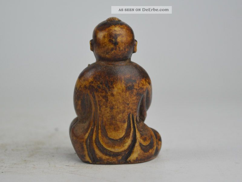 Old Exquisite Snowflake Stone 雪花石 Carving Children&fish Figure Statue China