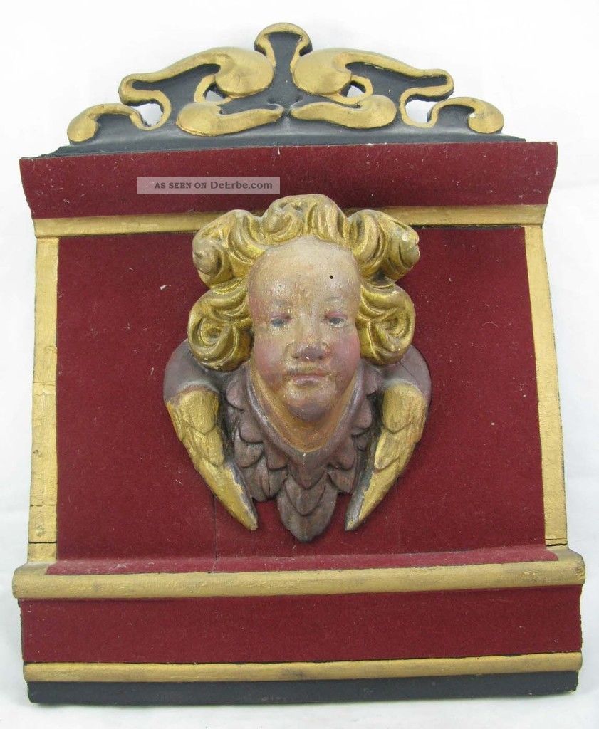 Putto / Putte / Engel Wand Relief / Wandbild - Holz Geschnitzt ...