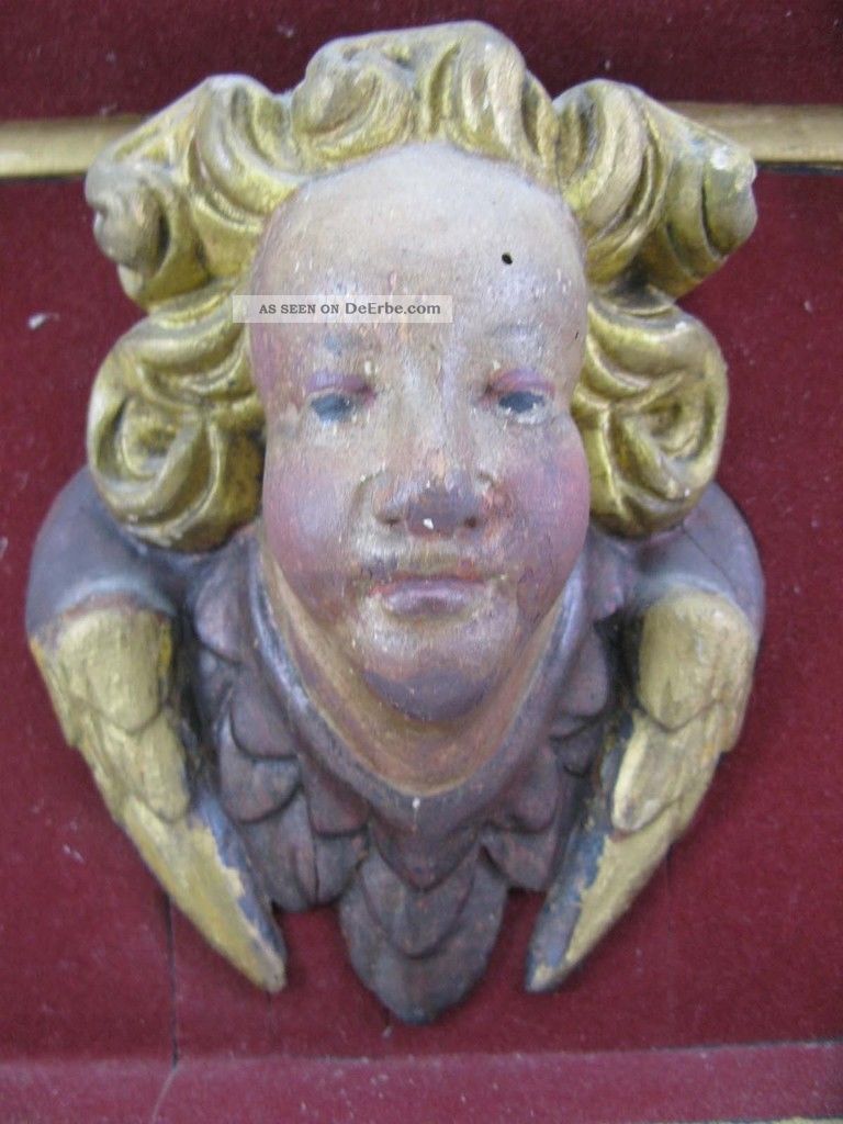 Putto / Putte / Engel Wand Relief / Wandbild - Holz Geschnitzt ...