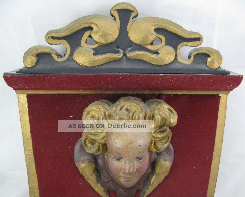 Putto / Putte / Engel Wand Relief / Wandbild - Holz Geschnitzt ...