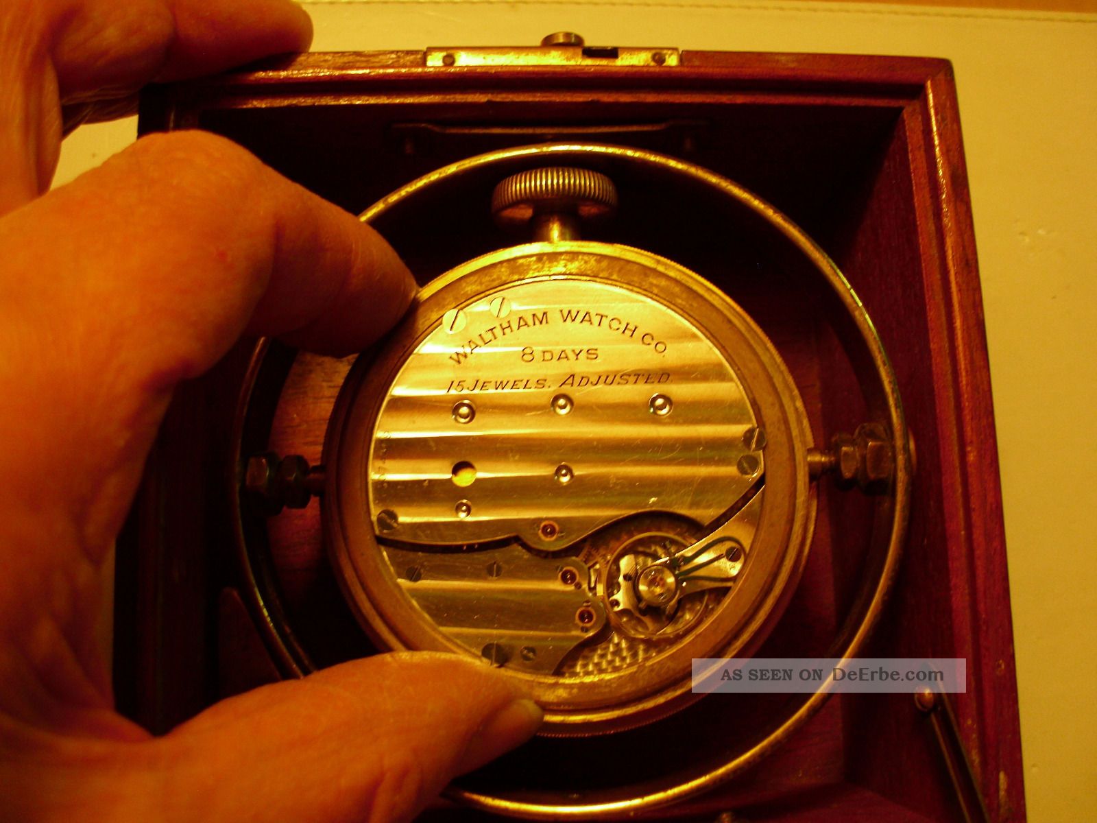 Waltham Watch Co. Schiffs - Chronometer In Zwei Kästen