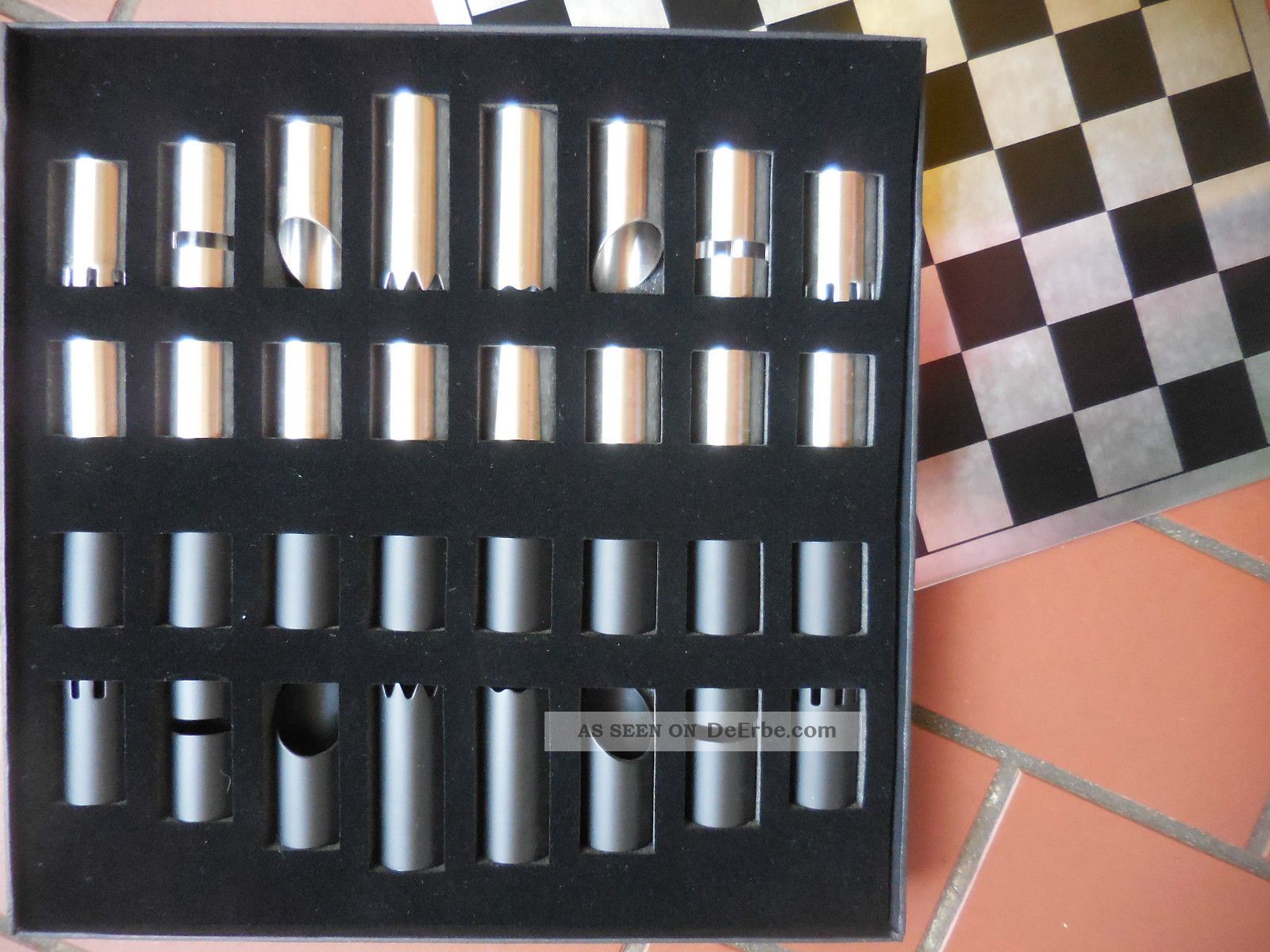 Schachspiel Philippi Design Edelstahl Schachbrett Brettspiel Schach ...