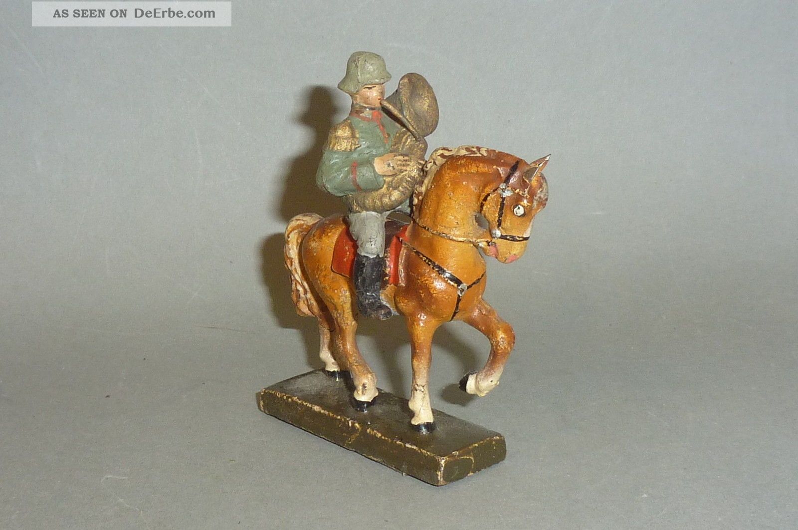 Alter Lineol Soldat Reitermusiker Zu Pferd Helikonbläser