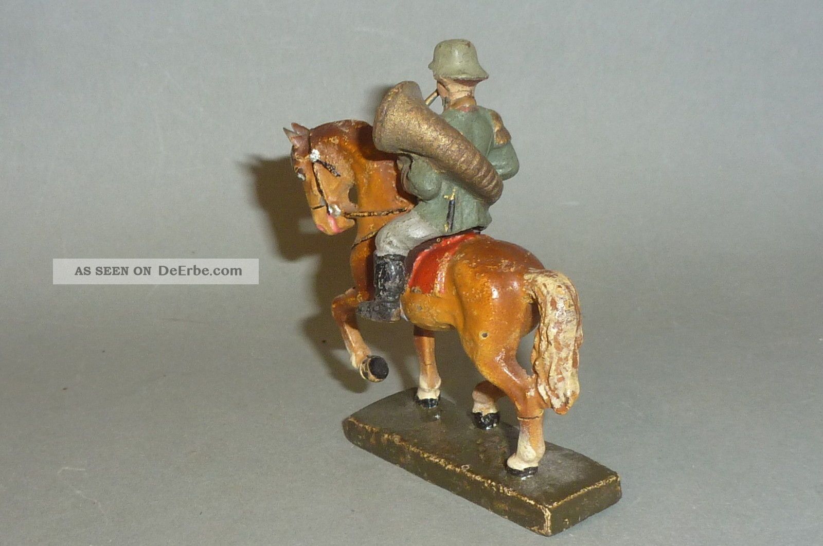 Alter Lineol Soldat Reitermusiker Zu Pferd Helikonbläser