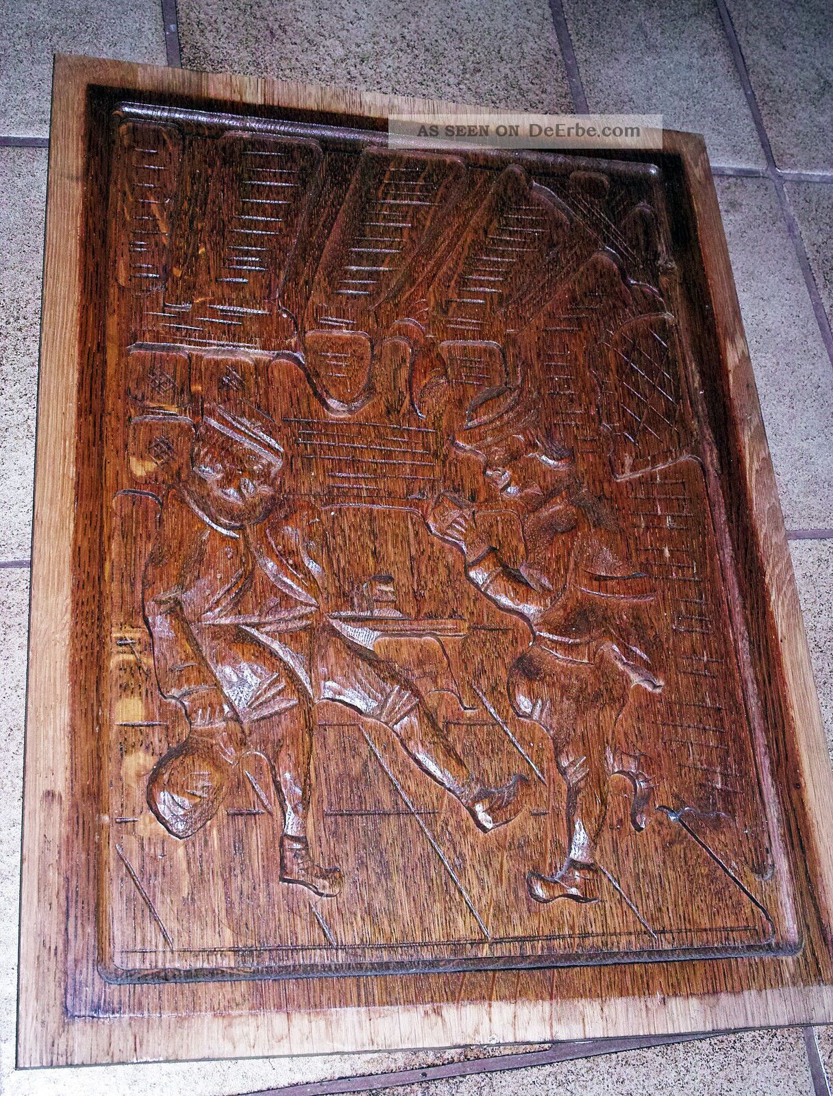 4 Alte Handgeschitzte Holzbilder 3d Edelholz Massiv Mensch Mittelalter ...