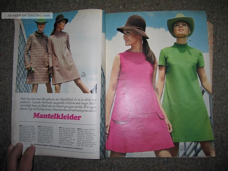 Burda Moden 8/1967 Herbstmodelle Häkelmützen Paristrachten Cape 60er J ...