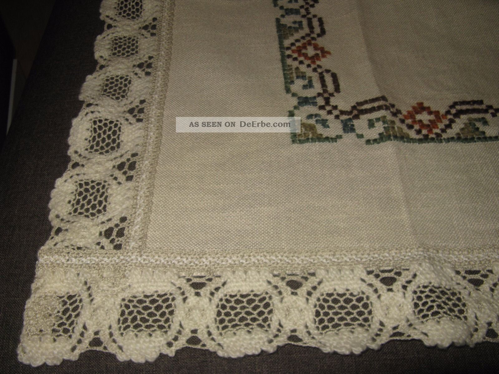 Xl Alte Tischdecke Gestickt Blumenmuster Ca 175 X 120 Cm Handarbeit