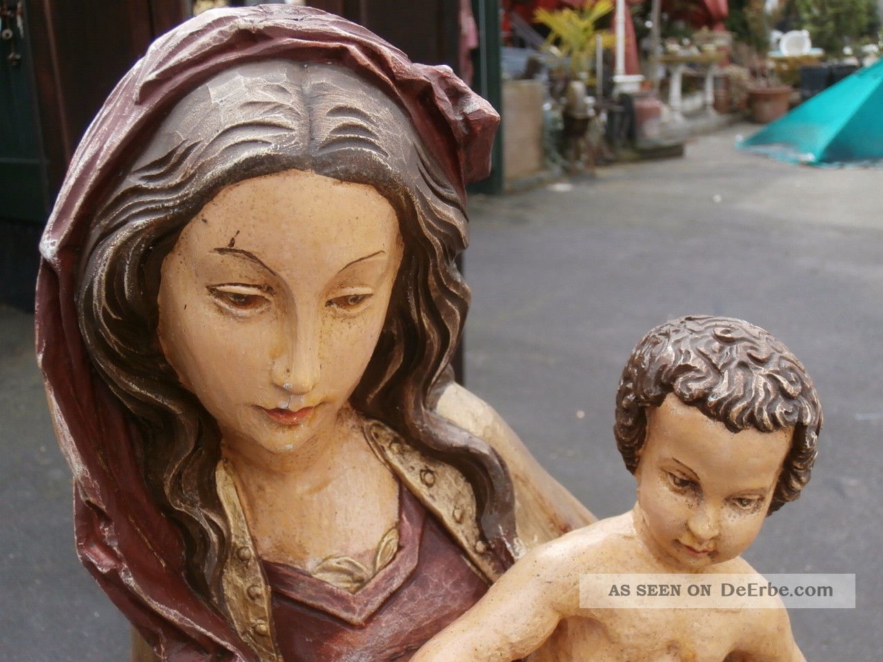 Mutter Gottes Mit Kind Madonna Holzfigur Handgeschnitzt Handbemalt Holz ...
