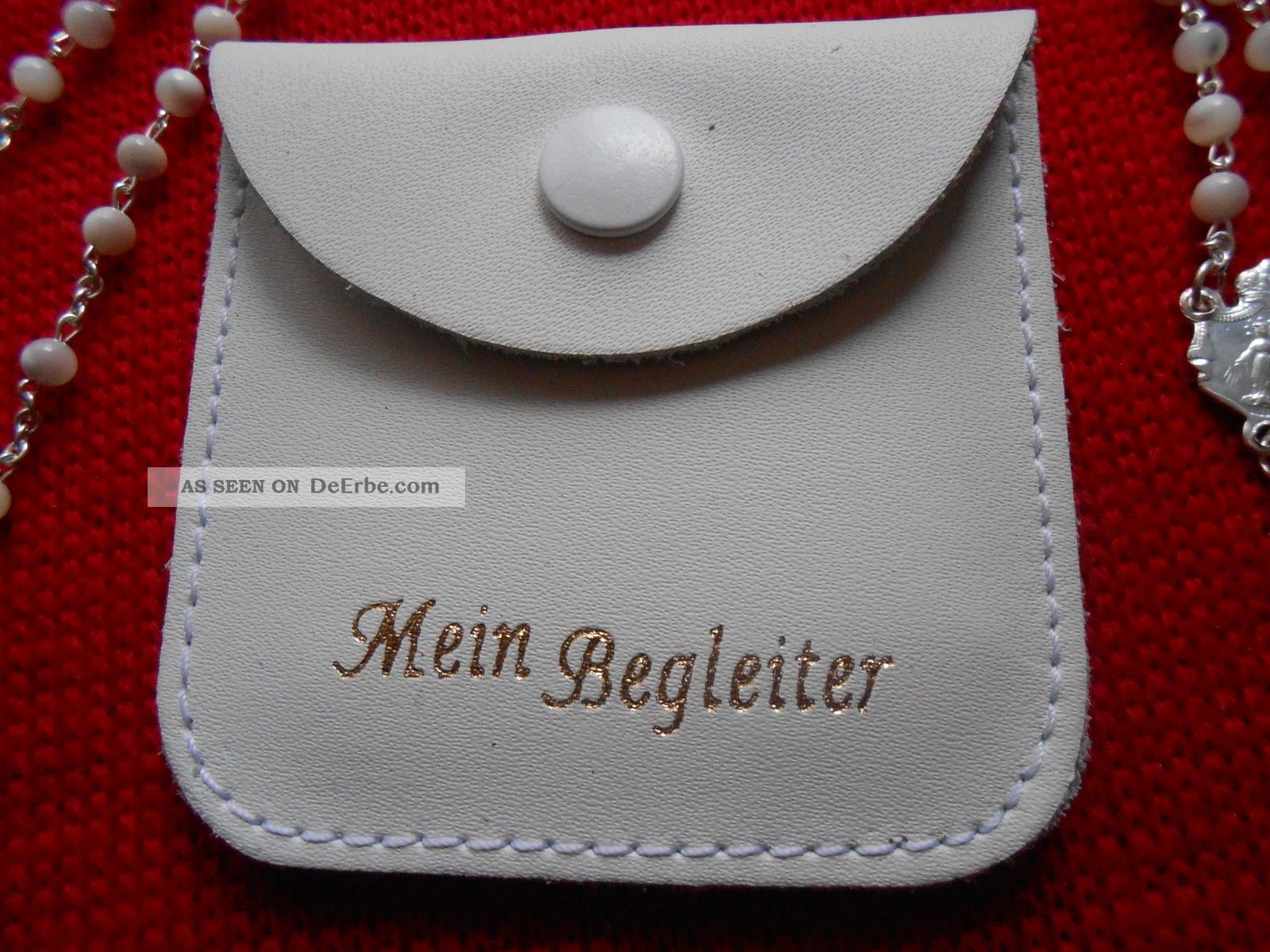 Lederetui Weiß Plus Rosenkranz Echt Perlmutt Weiß 30 Cm Top Kommunion ...