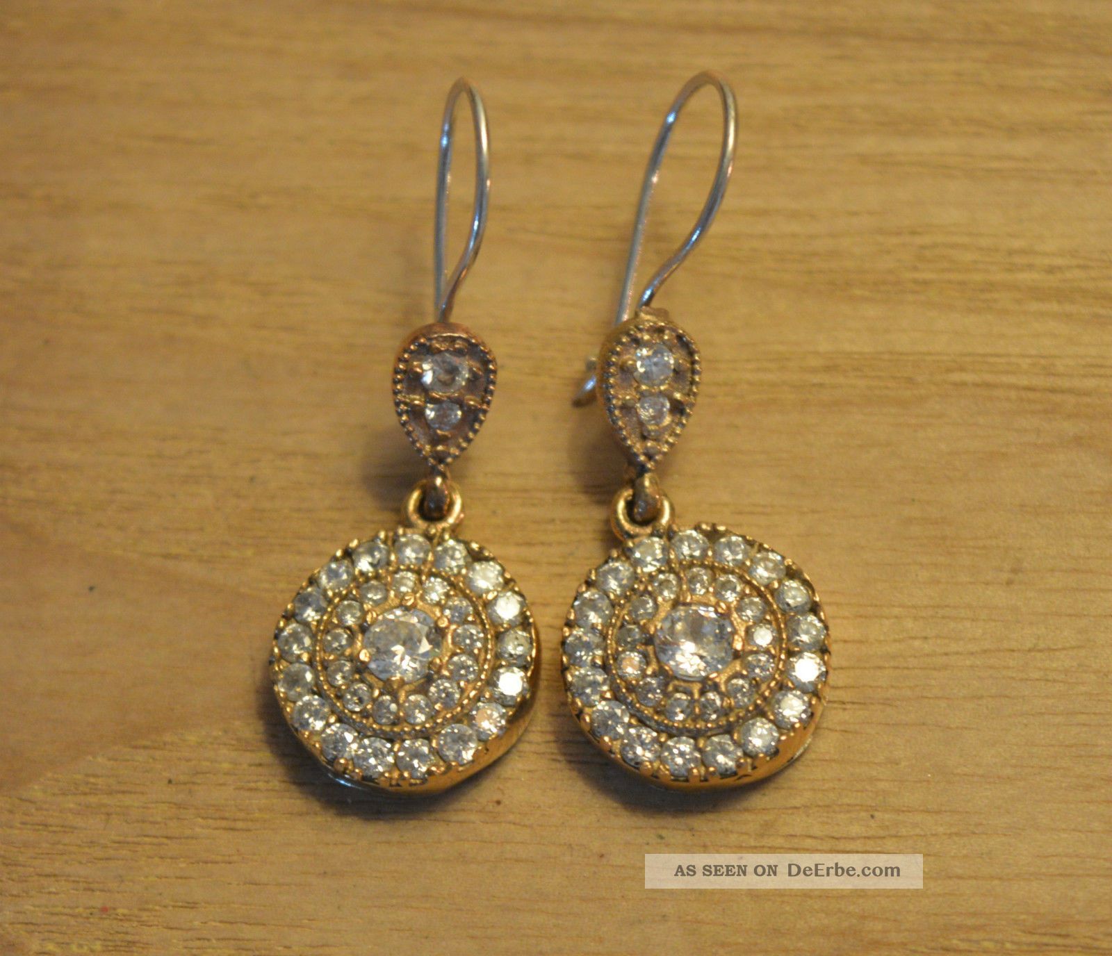 Antik Ohrstecker Ohrringe Silber Handarbeit 925 Mit Gold Earrings Orecchin.