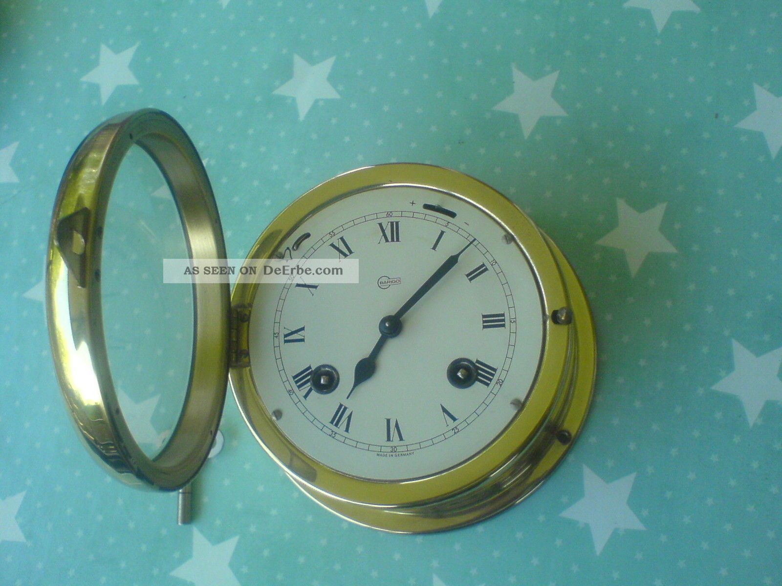 Alte Barigo Uhr Große Schwere Mechanische Messing Schiffsuhr Glasenuhr Top