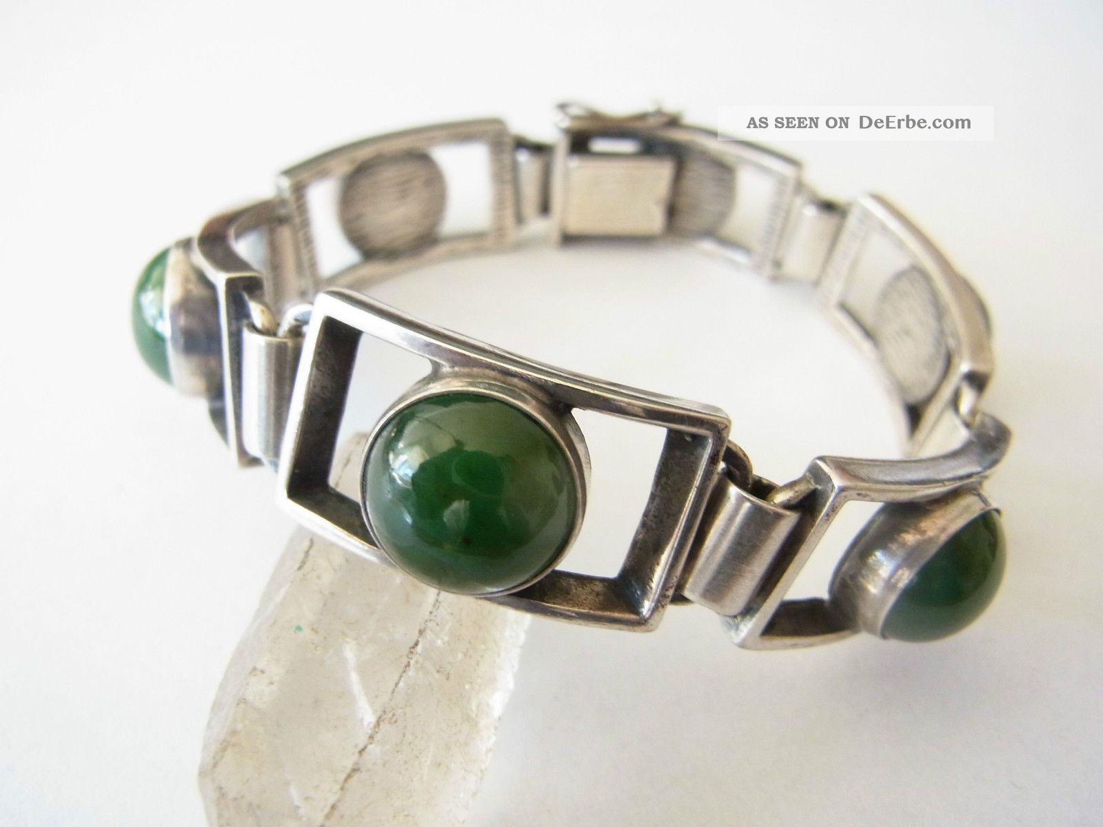 Massives Vintage Armband Silber 835, Jade