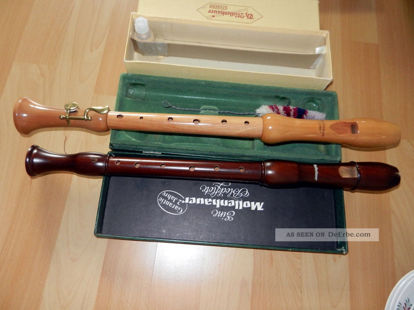2 ältere Mollenhauer Blockflöten / Student & Chorus Barock Doppelloch