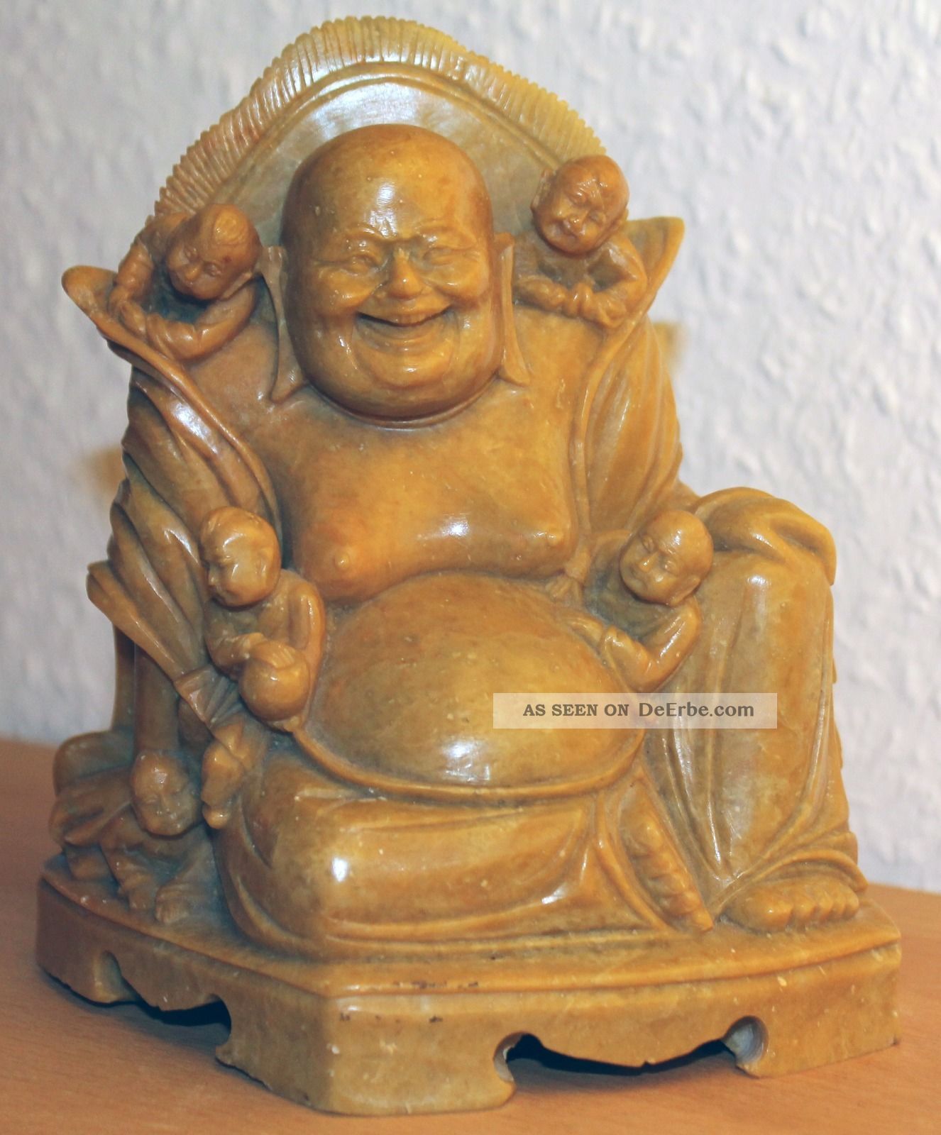 Chinesische Speckstein Figur Hotai Budai Buddha Soapstone Shoushan Carving