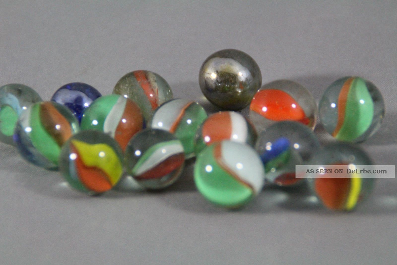 Murmeln Alt 15 Stück Teils Mit Abriss Und Einfarbig 14 - 18 Mm