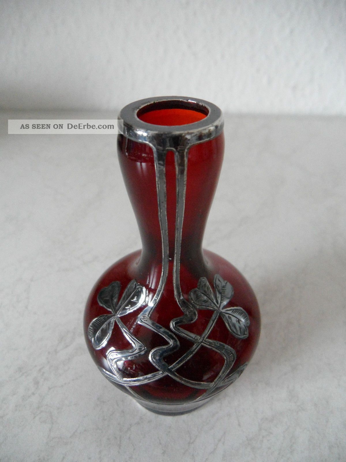 Art Deco Glas Vase 1000er Silber - Overlay, Wohl Friedrich Wilhelm ...